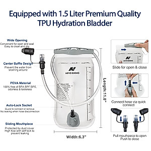 N NEVO RHINO Running Vest for Women, Water Backpack, Hydration Running Vest for Hiking, Trail Marathon Race, Ideal for Women and Men (Pack with 1.5L Water Bladder)