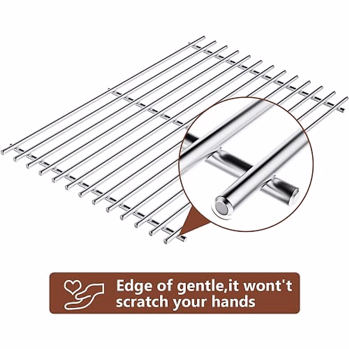 QuliMetal 18.7" Cooking Grates for Weber Genesis II 400 and Genesis II LX 400, Genesis II/LX E410 E415 E435 E440 S410 S415 S435 S440 Series Grills, Replaces for Weber 66089, 304 Stainless Steel