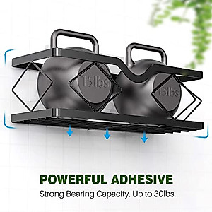 Kadolina 2-Pack Adhesive Shower Caddy with 2 Soap Dishes Holder, Bathroom Shower Storage Shower Shelves Basket, No Drilling Shower Organizer for Inside Shower, Rustproof Stainless Steel (Black)