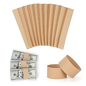 Money Bands 550 Pack Blank Natural Kraft Brown Cash Bands Self Adhesive Currency Straps for Bill Wrappers Cash Organizer