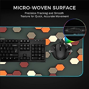 Mouse Pads Hexagon Pattern Mouse Mat Large RGB Gaming Mouse Pad Gaming Accessories Led Computer Pad Keyboard Desk Mat with Stitched Edge 900X400Mm