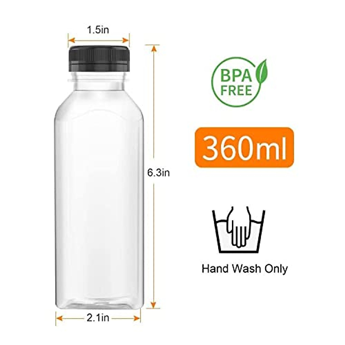 Goiio 3 Pcs 12 Ounce Plastic Juice Bottles, Clear Bulk Beverage Containers, for Smoothies, Juice Milk and Homemade Beverages