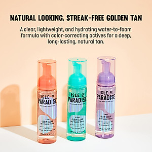 Isle of Paradise Glow Clear Self-Tanning Mousse, Medium (Golden Glow) - Red Cancelling and Color Correcting Tanning Foam, Vegan and Cruelty Free, 6.76 Fl Oz