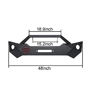 u-Box for Jeep Wrangler JK 07-18 Front and Rear Bumpers Combo w/Tire Carrier & Winch Plate & Hitch Receiver