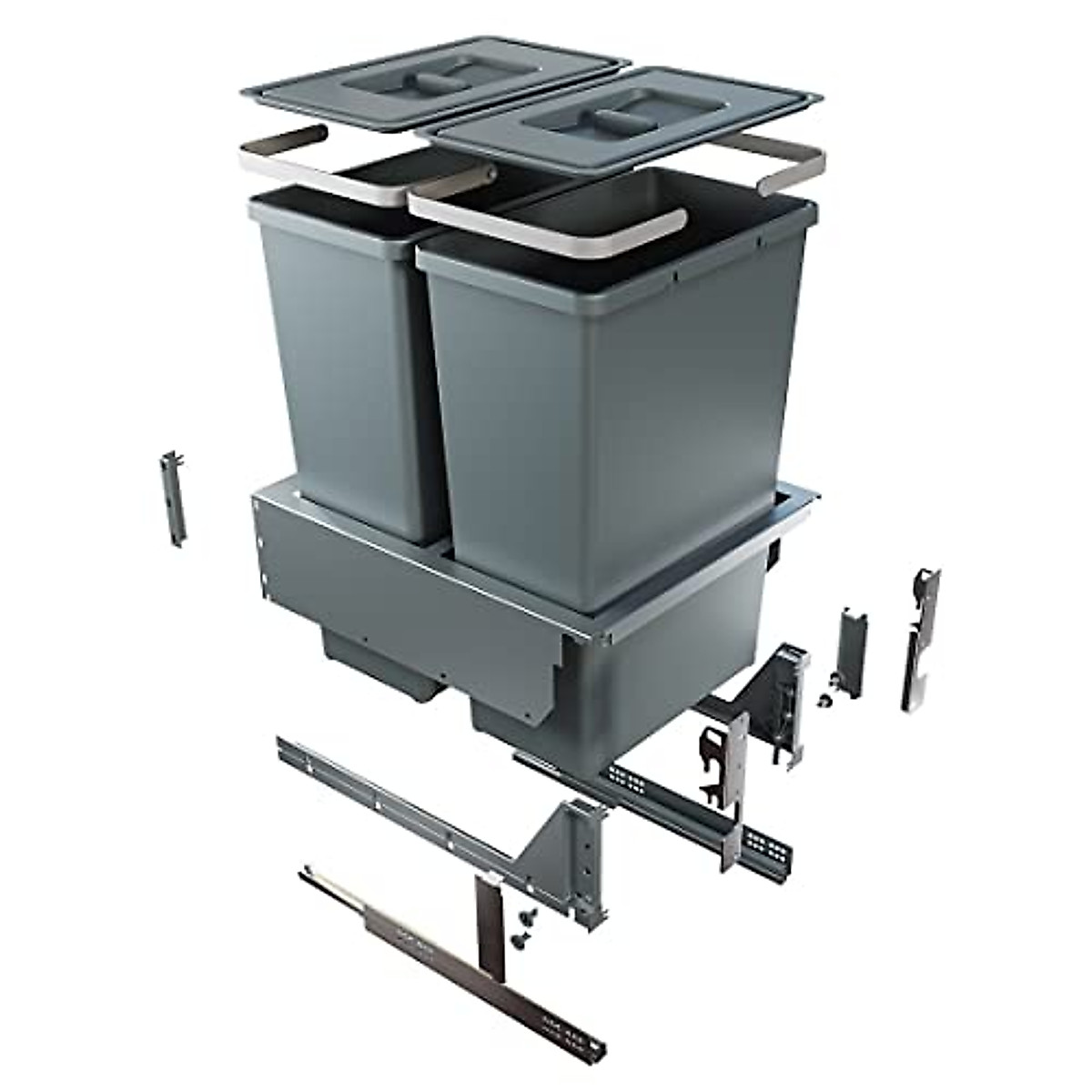 ELLETIPI 1954 - Built-in Trash can for Kitchen Base Block 2.0, 2 Bins, Total Capacity 74qt (70lt)