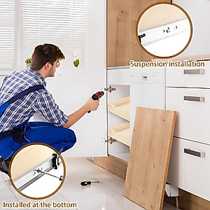 Barydat 3 Pcs Pull out Cabinet Organizer Wooden Drawer Box Organizer Roll out Shelves for Kitchen Cabinets Sliding Tray Organizer Kitchen Organization Storage Drawer for Pantry Sink, 20'' W x 21'' L