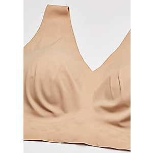 Calvin Klein Women's Plus Size Invisibles Comfort Seamless Lightly Lined V Neck Bralette Bra, Bare, 1X