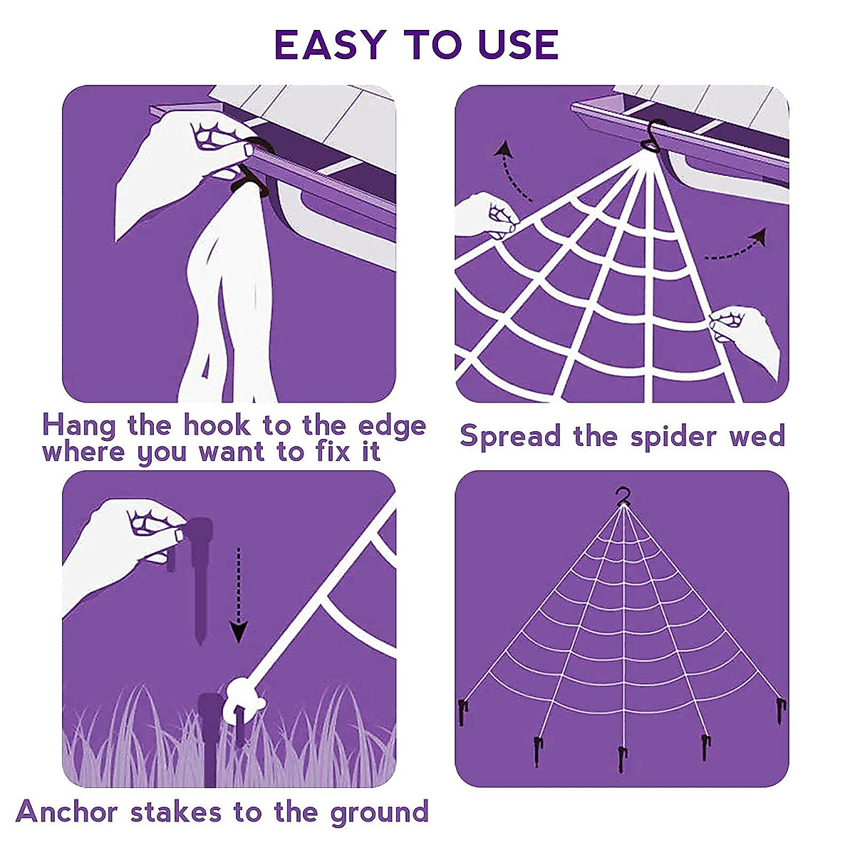 Halloween Decorations Outdoor 16 FT Giant Halloween Spider Web + 50" Large Spider, Triangular Huge Spider Web and Stretch Cobwebs Outdoor Halloween Decorations Yard Lawn Party Decor Props for Haunted