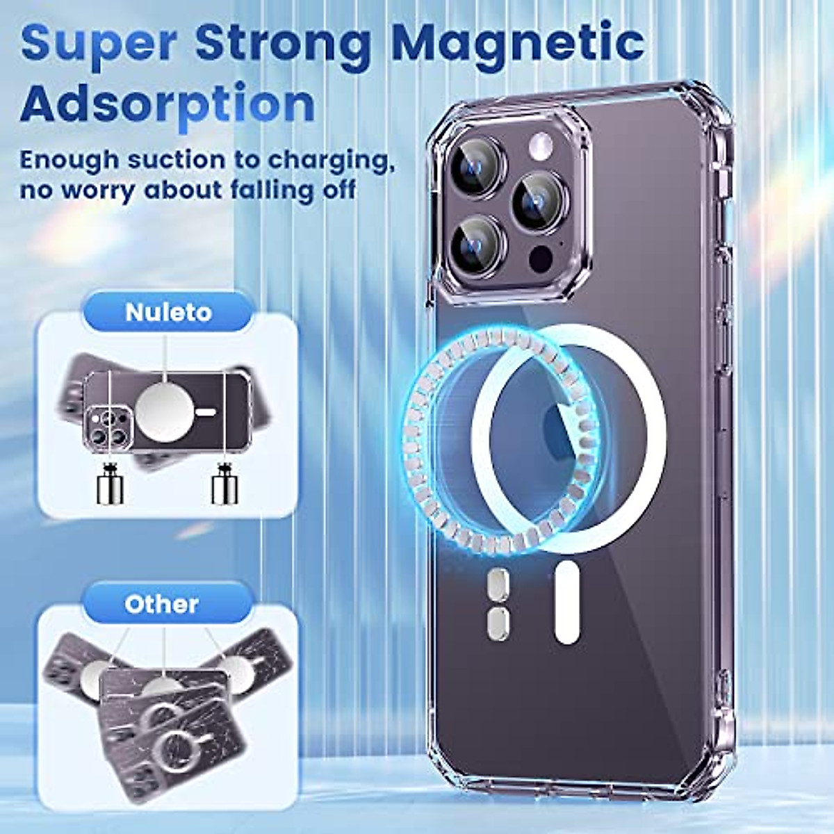 【3 in 1】Nuleto for iPhone 14 Pro Case, iPhone 14 Pro MagSafe Case Built-in 9H Tempered Glass Screen Protector & Camera Lens Protector Full-Body Protective Heavy Duty Shockproof Slim Thin Cover - Clear