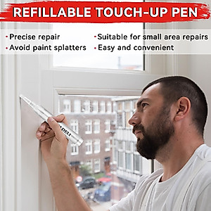 Fillable Touch Up Paint Pen Brush, 4 Pack User-Friendly Refillable Paint Pens, Multiple Applications Touch-Up Paint Brushes for Walls, Wood, Floor, Cabinets, Doors and Windows(8 Pcs Kit)