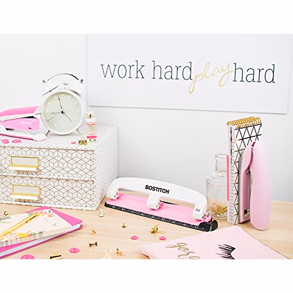 Bostitch Office Velvet No-Jam Stapler Value Kit, Includes Staples and Magnetic Staple Remover, Pink (B326-PP-VLT-PNK) (BOSB326PPVLTPNK)