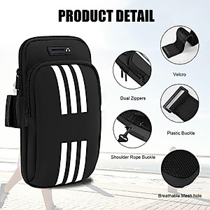 MOVOYEE Phone Holder for Running Armband Cell Phone Purse Crossbody for Women Men Kids,iPhone 15 14 13 12 11 Pro Max Xs Xr X 8 7 6 Plus SE Mini Pouch,Galaxy S24 S23 S22 Ultra Edge Note Arm Bag Black