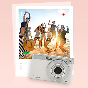 Digital Camera, 2.88 Inches IPS 4K Video Output 16X Zoom Digital Zoom Camera 50 MP for Travel (White)