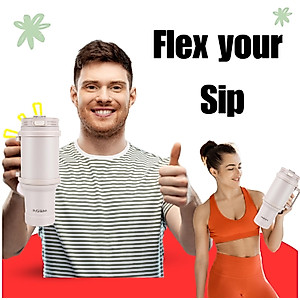 MEDA 40 oz Tumbler with Foldable Handle – Insulated, Reusable Stainless Steel Travel Coffee Mug – Perfect for Travel, Water, Iced Tea, Coffee – Ideal Easter Gift (Cream)