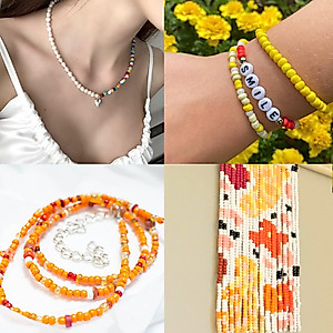 Efivs Arts Glass Seed Beads for Bracelet Making Kit, 24 Colors 6/0 4mm Small Pony Beads Multicolor Beading Beads with Container Box for Jewelry Making - Approx 6000pcs