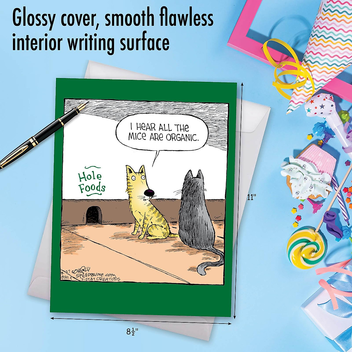 The Best Card Company - Funny Cartoon Stationery Set for Birthdays with Envelope (Letterhead 8.5 x 11 Inch) - Hole Foods J2684BDG