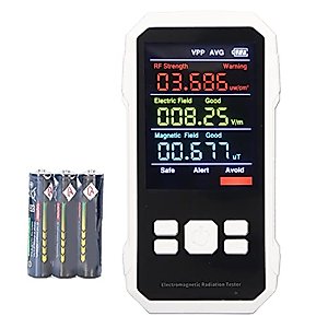 Handheld Radiation Detector, Digital Geiger Counter Dosimeter RF Radiation Monitor Electromagnetic Radiation Tester with Battery Handheld Radiation Meter for Home, Office, Factory (White)