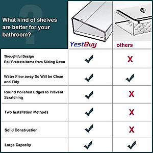 YestBuy Acrylic Floating Wall Display Shelves，Clear Bathroom Shelves, Wall Mounted Non Drilling Thick Clear Storage, Display Shelves