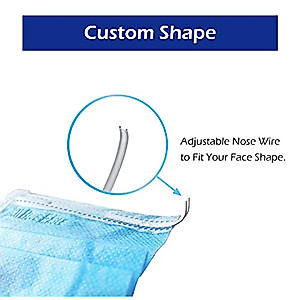 3-PLY BlueEagle Individually Wrapped Disposable Adult Face Masks | Fit for Large Face | with Soft Comfortable Inner Layer | For Men and Women | Blue Color - 50 Pcs (Sky Blue)
