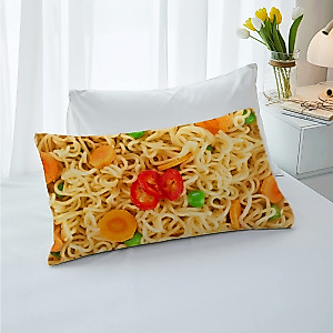 Todeyya Instant Noodles Duvet Cover (Twin Size) with 2 Pillow Shams, Microfiber Lightweight 3pcs Comforter Cover Set Coverlet, with Zipper Closure Bedding All-Season