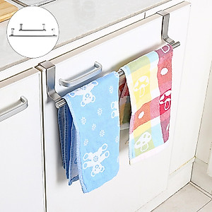 PRETYZOOM 2pcs Over Door Towel Rack, Metal Towel Bar Cabinet Towel Rack Hanging on Inside or Outside of Doors, No Drill Towel Rack for Kitchen Bathroom (2 Size)