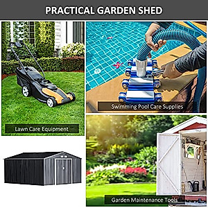 Outsunny 11.15'W x 12.5'D x 6.6'H Outdoor Backyard Garden Tool Shed with Double Sliding Doors, 4 Airy Vents, & Durable Steel, Dark Grey