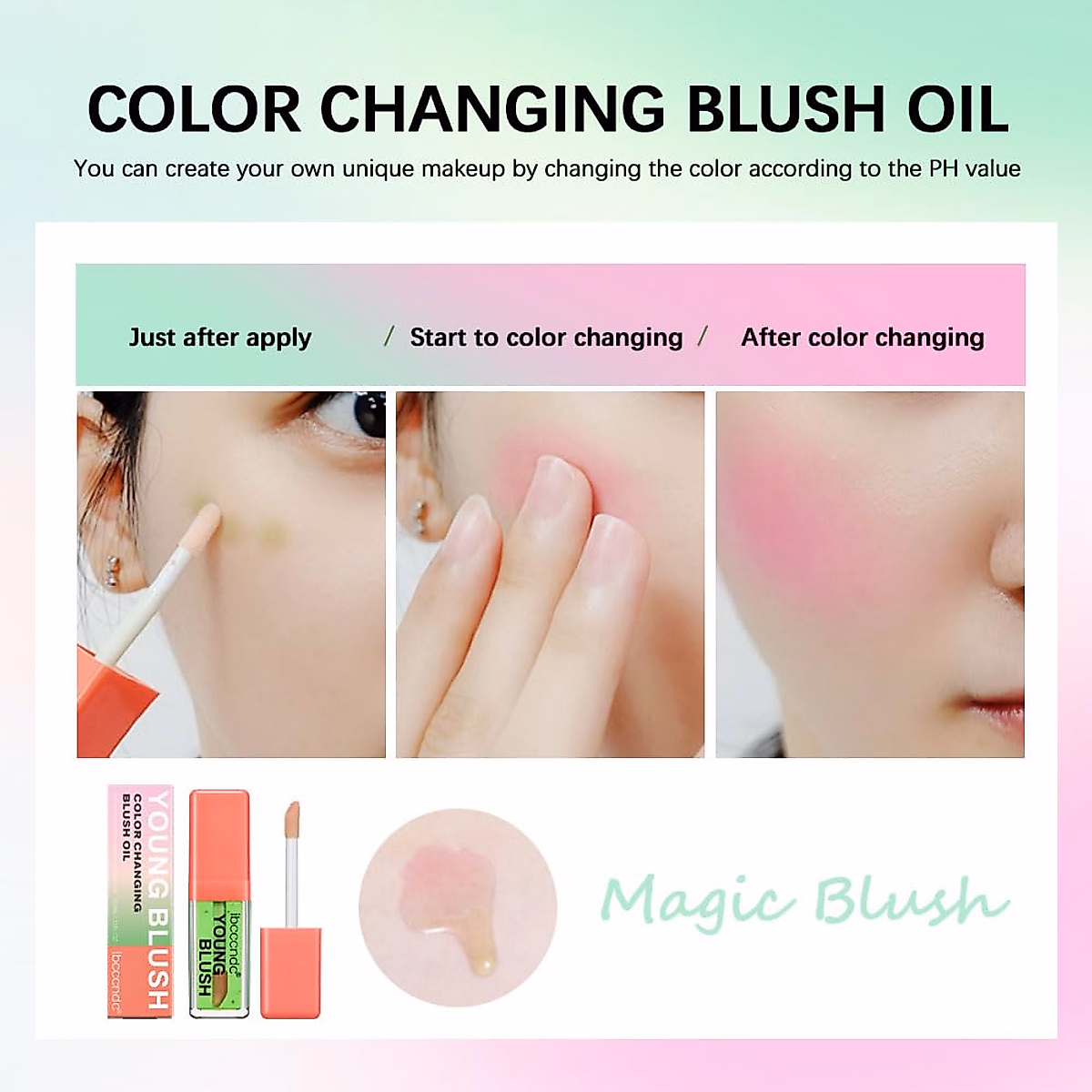 2PCS Color Changing Blush Oil - Reacts to Skin's Natural pH for Your Instant Perfect Shade, with Blendable Formula - Liquid Blush for Cheeks, Vegan & Cruelty-Free