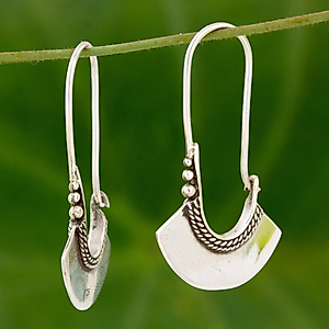 NOVICA Artisan Handcrafted Silver Hoop Earrings | Bell Design Hoop Earrings | .925 Sterling Silver Earrings | Silver Hoop Earrings Handmade | Hoop Earring Thailand | Bohemian Hollow Bell Themed