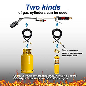 Propane Torch Weed Burner,Flamethrower,Propane Garden Torch,9.8 FT Hose,Gas Bottle Adapter,Heavy Duty Output and One-push Electronic Button Igniter,Widly Use for Weeding,Grilling,Ice melting