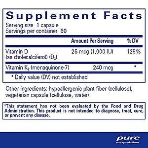 Pure Encapsulations PureHeart K2D | Hypoallergenic Supplement to Promote Calcium Homeostasis and Cardiovascular Function* | 60 Capsules