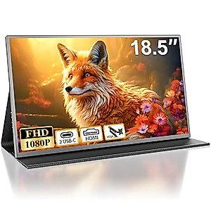 COOLHOOD 18.5" Portable Monitor, FHD IPS 1080P Laptop Monitor USB C HDMI Gaming Ultra-Slim Screen w/Invisible Stand & Speaker,Plug&Play, External Monitor for Laptop PC Mac Xbox PS5/PS4 Switch