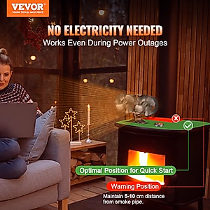 VEVOR Wood Stove Fan Heat Powered, 8 Blades Fireplace Fan Non-Electric, Quiet Thermoelectric Fan for Wood Burning Stove/Pellet/Log Burner, (with Accessories Magnetic Thermometer), Dual Motors
