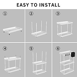 NATURE'S SOURCE 3 Tier Iron Bathroom Organizer Countertop with Hair Dryer Holder, Detachable Cups and Hooks- Makeup Organizer Perfume for Dresser Vanity Tray, Spice Rack Organizer for Kitchen (White)