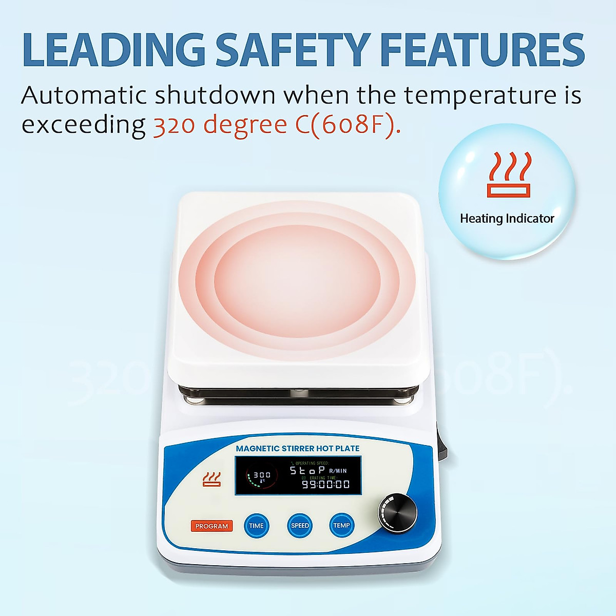 BAOSHISHAN 6.6 Inch Magnetic Stirrer Hot Plate with Timer, 6L Stirring Capacity 300C/572F Hotplate with 3 Stirring Bar, Stir Bar Retriever, Thermal Probe and Support Stand 110V