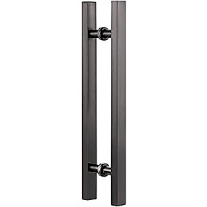 REMYS Barn Door Pull Handle, Square Shower Door Handle for Sliding Glass Door, Modern Stainless Steel Push Pulls Barn Door Handle for Entry Door, Interior Exterior Door, Black (Size : 150cm/59inch)
