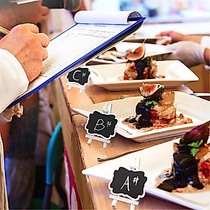 Quluxe Mini Chalkboard Signs, 10 Pcs Wooden White Framed Chalkboard Labels with Easel Stand, Blackboard for Food Cards, Table Numbers, Brunch Decor, Catering and Buffet Supplies