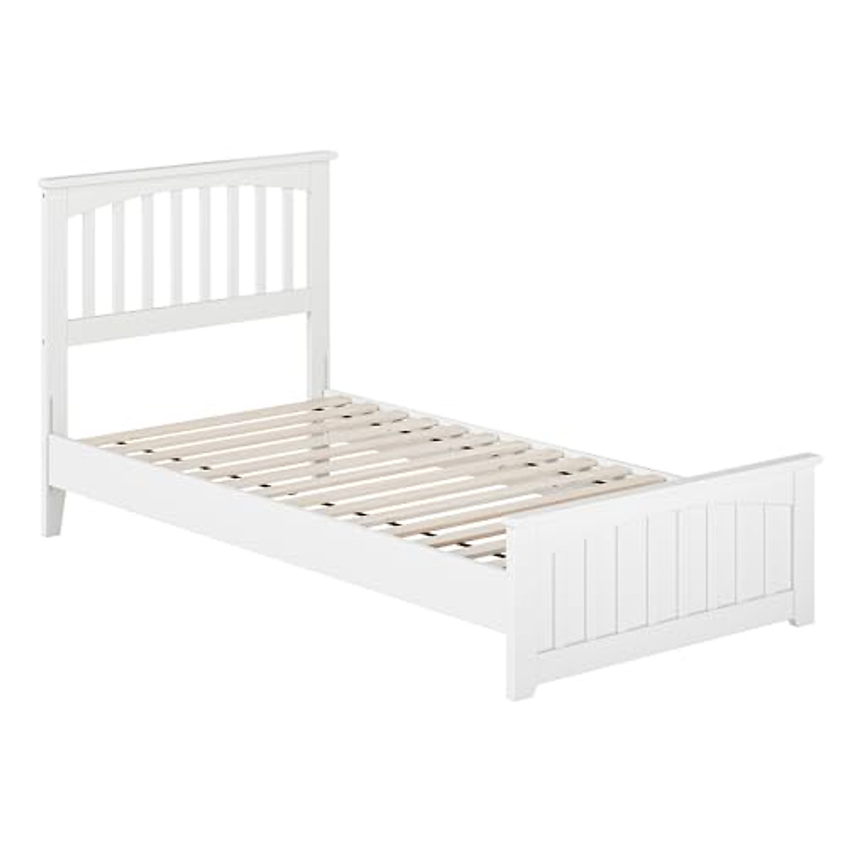 AFI, Becket Twin XL Solid Wood Low Profile Platform Bed with Matching Footboard, White