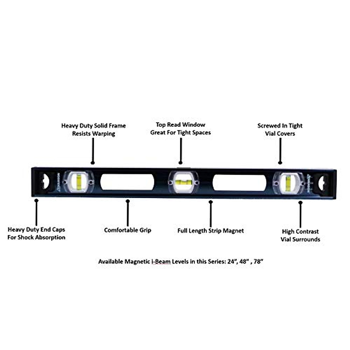 Swanson Tool IBL24M 24-Inch Magnetic Aluminum I-Beam Level (Blue)
