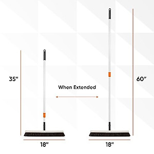 Horse Hair Broom, Broom for Hardwood Floors 18" Horsehair Swivel Kitchen Broom, Soft Bristle Broom with Telescopic Handle