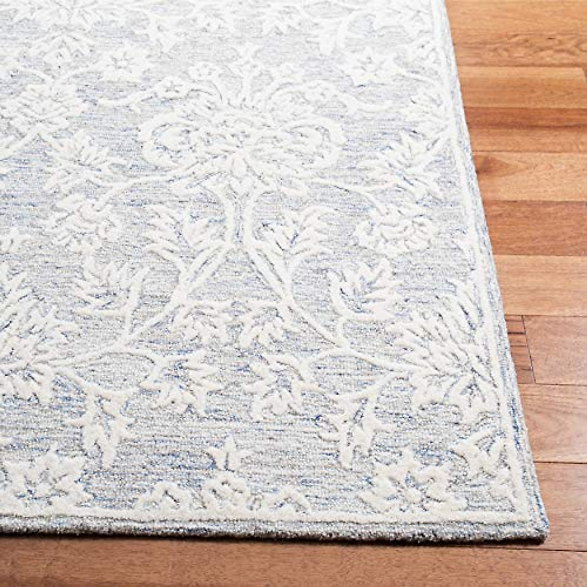 SAFAVIEH Glamour Collection 9' x 12' Blue/Ivory GLM651M Handmade Premium Wool Area Rug