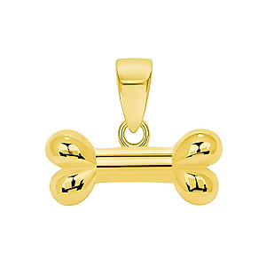 Jewelry America 14k Yellow Gold Horizontal Mini Dog Bone Charm Pendant