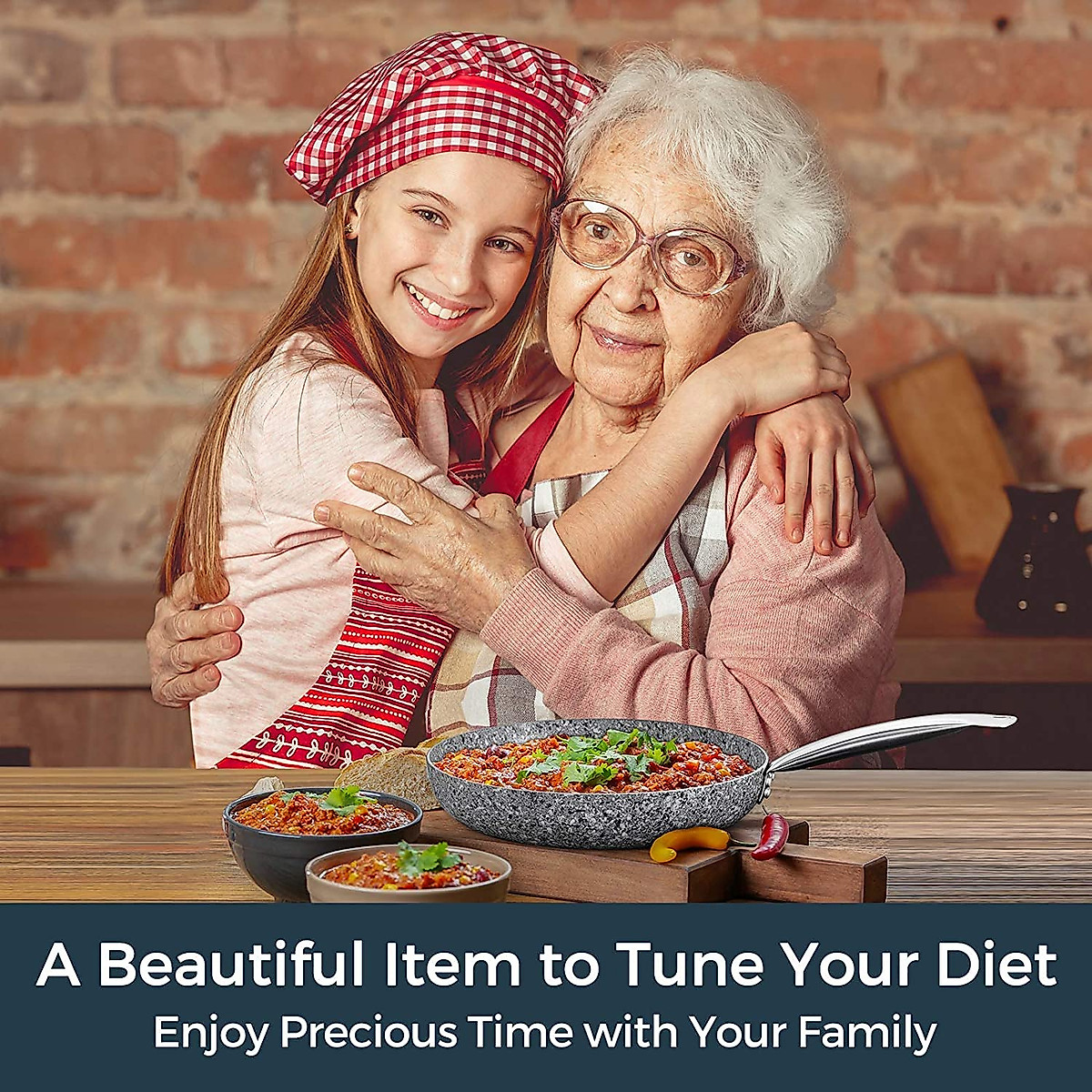 KOCH SYSTEME CS 8"+11" Premium Nonstick granite stone Frying Pan Sets, Gray Nonstick Frying Pan Sets with Lids, Aluminum Pan for Effortless Cooking, Kitchen Cookware Sets Compatible for all Stoves