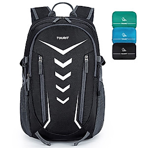TOURIT Hiking Backpack 40L Lightweight Hiking Daypack Foldable Waterproof Camping Backpack for Women Men Travel Outdoor Black