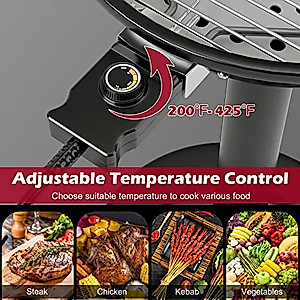 Giantex Electric BBQ Grill 1600W, Removable Non-Stick Grill Rack, Warming Rack, Oil Drip Tray, Adjustable Temperature, Portable Outdoor Electric Grill for Camping Picnic Tailgating, Black