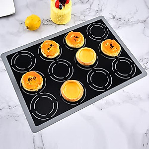 Silicone Baking Mat, Thickened Fiberglass Bakeware Oven Mats, Baking Kneading Pads, 4 Piece Set (black base grey side)