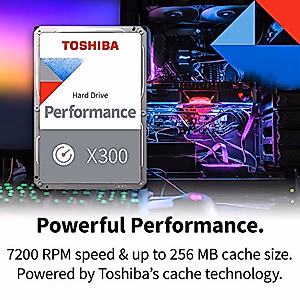 Toshiba X300 8TB Performance & Gaming 3.5-Inch Internal Hard Drive – CMR SATA 6 GB/s 7200 RPM 256 MB Cache - HDWR480XZSTA