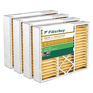 Filterbuy 20x25x5 Air Filter MERV 11 Allergen Defense (4-Pack), Pleated HVAC AC Furnace Air Filters for Amana, Coleman, Gibson, Goodman, York, and More (Actual Size: 20.18 x 25.31 x 5.25 Inches)