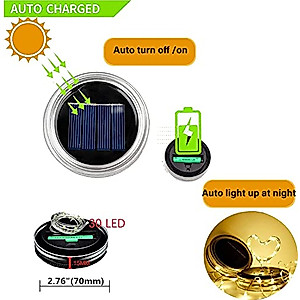 EDOF Mason Jar Solar Lights Lids,6 Pack 30 Led Solar Fairy Lights (No Jars),Hanging Solar Lanterns Table Lights Outdoors for Christmas, Garden, Yard and Patio Decor(Warm White)