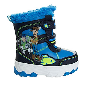 Disney Toy Story Snowboots - Buzz Lightyear Sheriff Woody - Fur Lined Insulated Waterproof boys Winter Boots - Navy Blue (size 12 Little Kid)