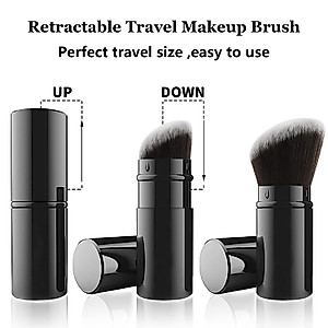 Falliny Retractable Makeup Brush, Angled Kabuki Powder Foundation Sunscreen Makeup Brush, Travel Face Blush Brush with Cover for Blush, Bronzer, Buffing, Concealer, Highlighter,Powder Cosmetics